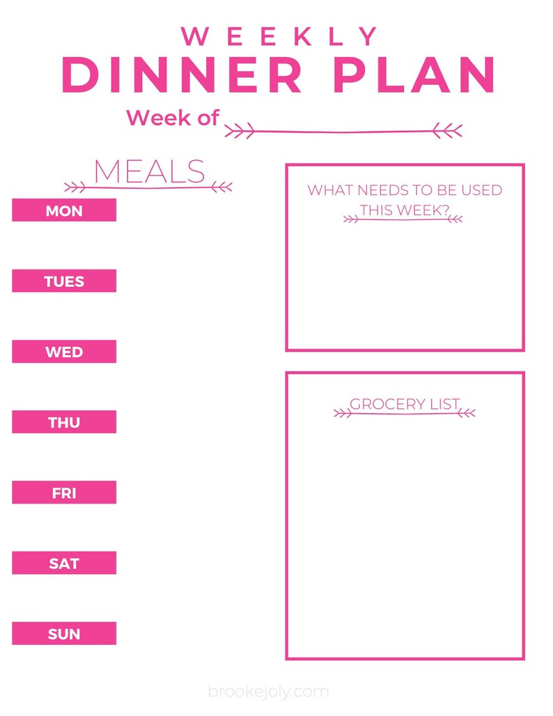 Weekly Dinner Planning Printable_pink - Etsy