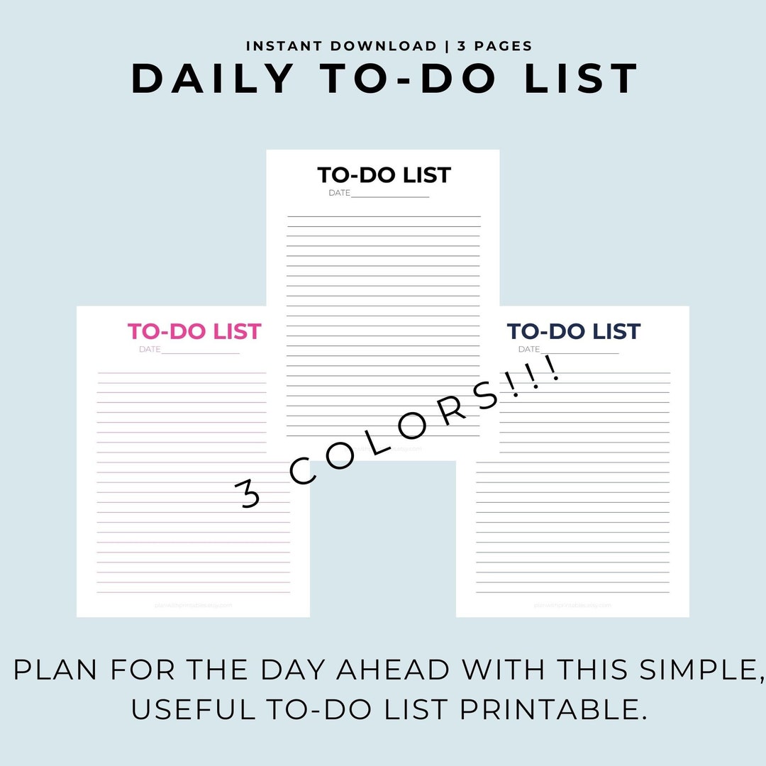 Daily To-do List Printable, Daily Task Tracker, Daily Planner, To-do ...