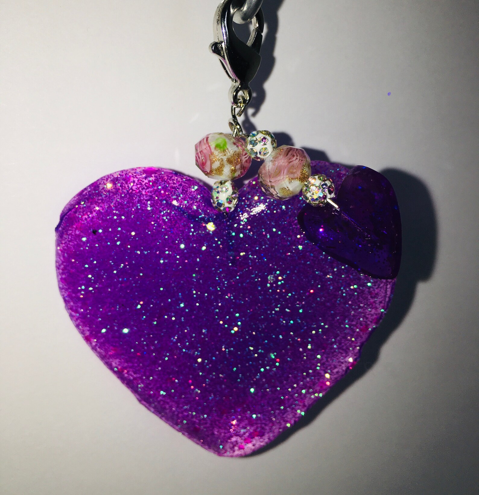 Purple Galaxy Heart Keychain | Etsy