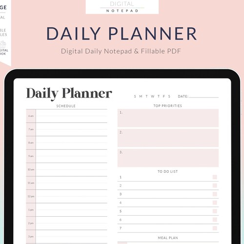 Digital Daily Planner for Goodnotes Blush Pink Half Hour - Etsy