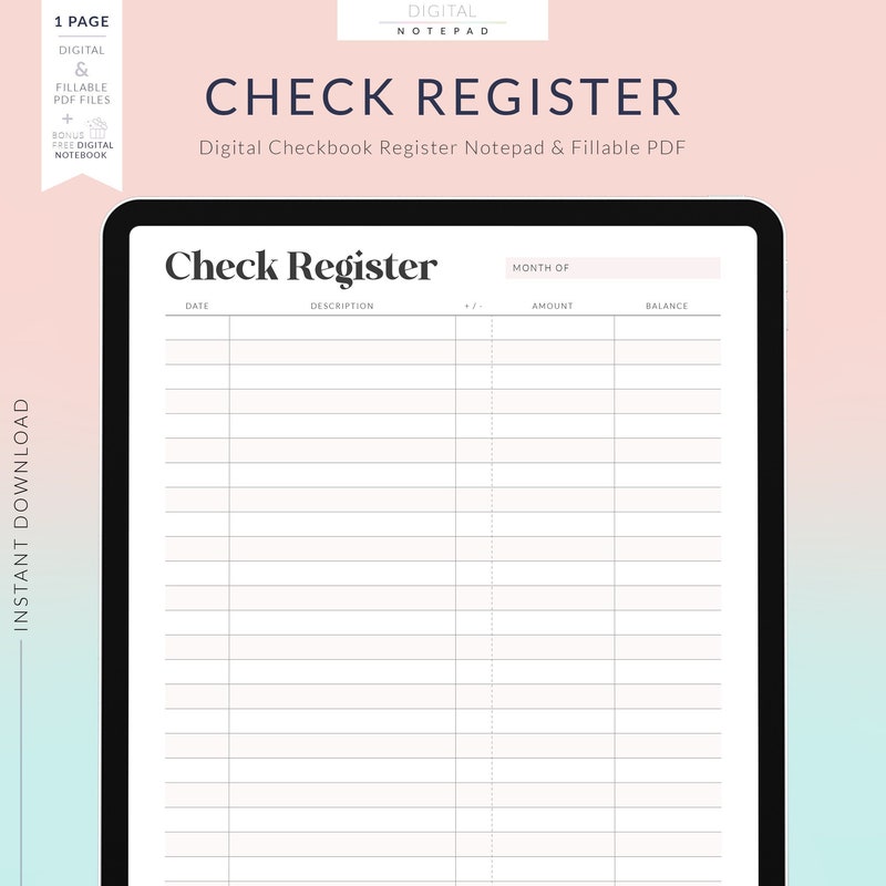 Checkbook Register - Etsy