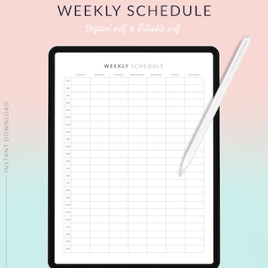 Digital Weekly Schedule for Goodnotes, 24/7 Weekly Timetable, Hourly ...