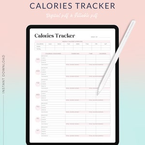 Digital Calories Tracker for Goodnotes, Food Calorie Journal, Meal ...