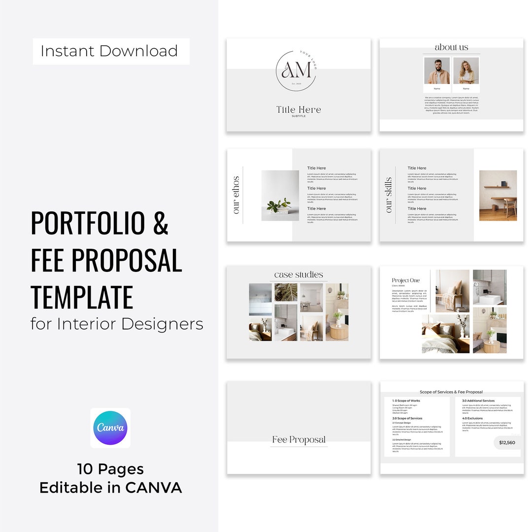 Portfolio and Fee Proposal Template for Interior Designers | Project ...