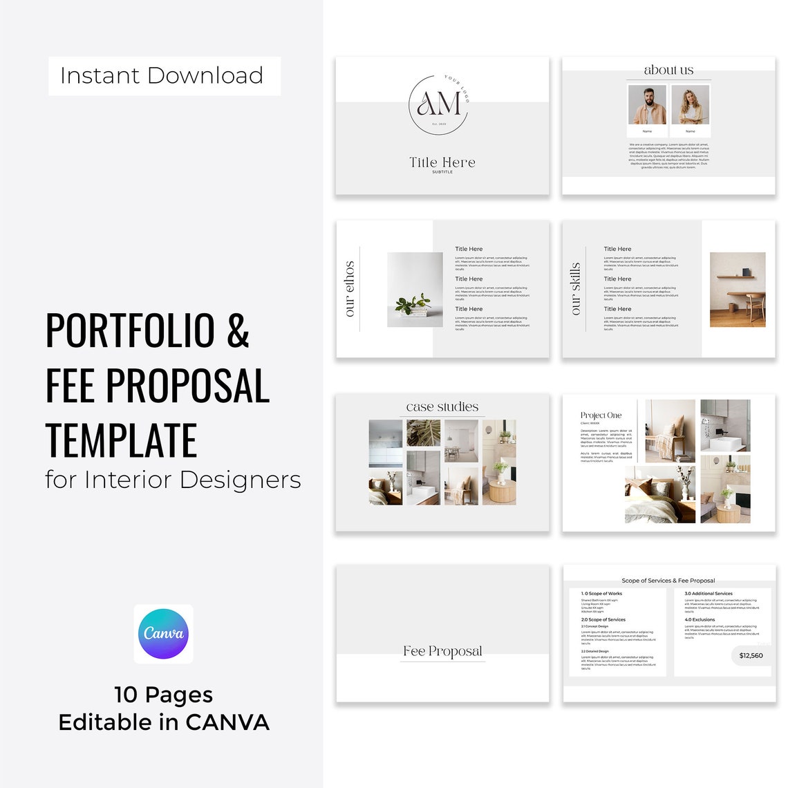 Portfolio and Fee Proposal Template for Interior Designers | Project ...