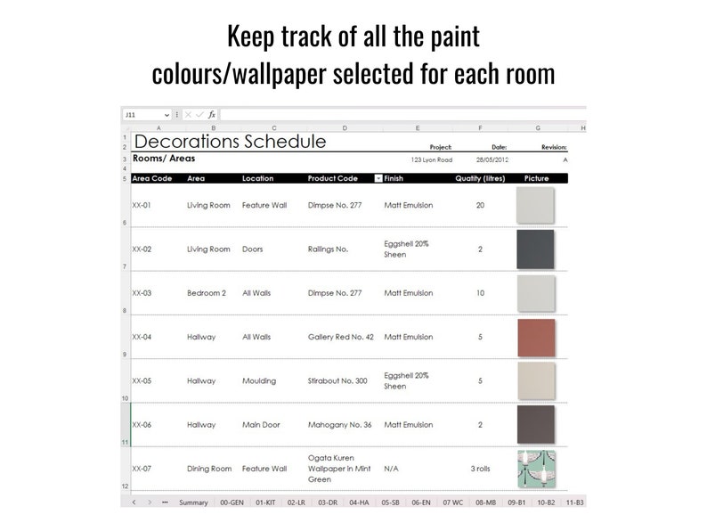 Home Renovation Planner | All-in-one Excel Spreadsheet | Finishes ...