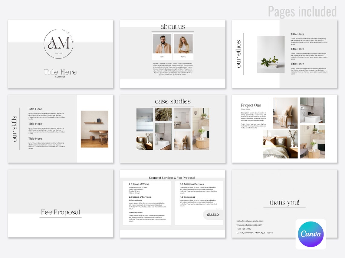 Portfolio and Fee Proposal Template for Interior Designers | Project ...