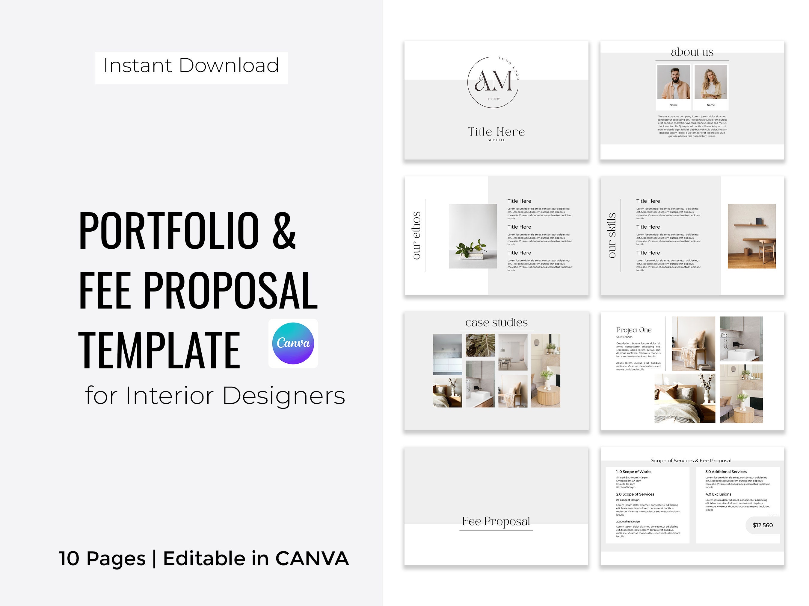 Portfolio and Fee Proposal Template for Interior Designers Project ...