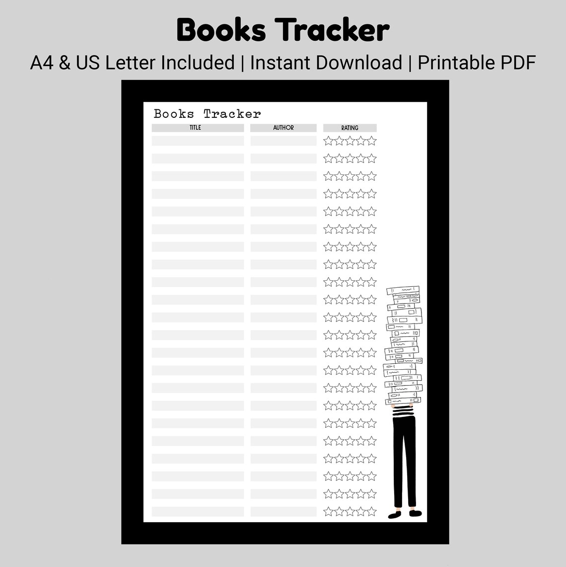 Printable Book Tracker PDF in A4 & US Letter Size. Track the Books You ...