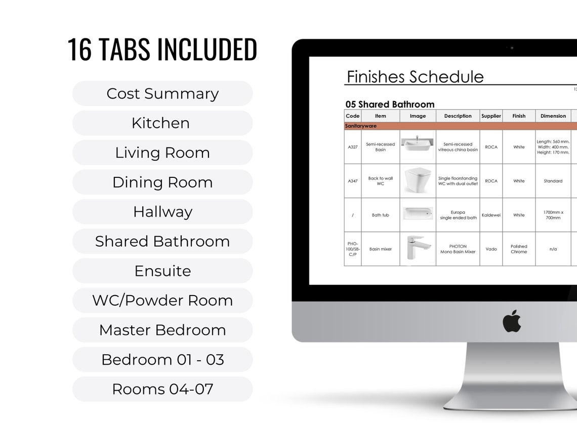 Finishes Schedule Template | Interior Design and Renovation Planner ...