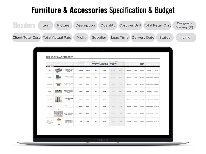 Interior Design Project Pack | All-in-one Template: Finishes ...