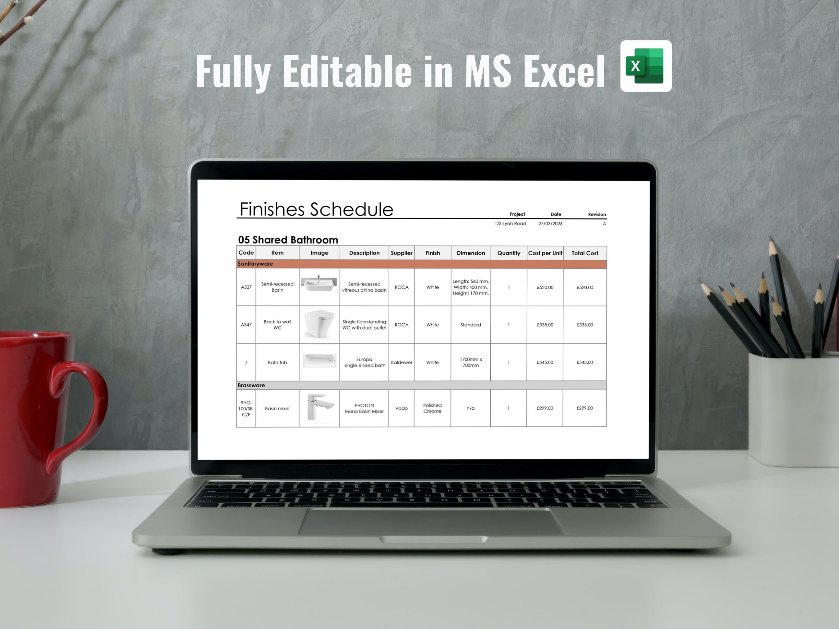 Interior Design Finishes Schedule Specifications Template - Etsy Australia