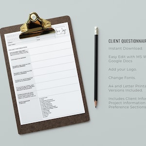 Interior Design Client Questionnaire Template (printable & Digital) - Etsy