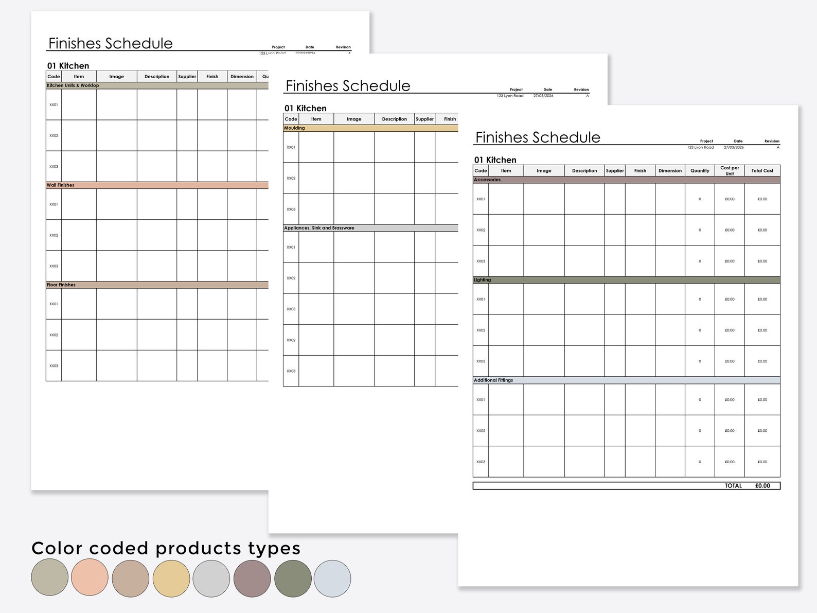 FF&E Schedule Template Interior Design Project / Finishes Schedule for ...