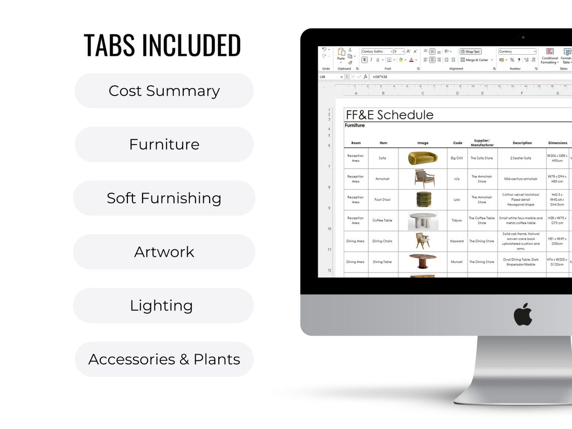 FF&E Schedule + Budget for Interior Design /renovation Projects ...