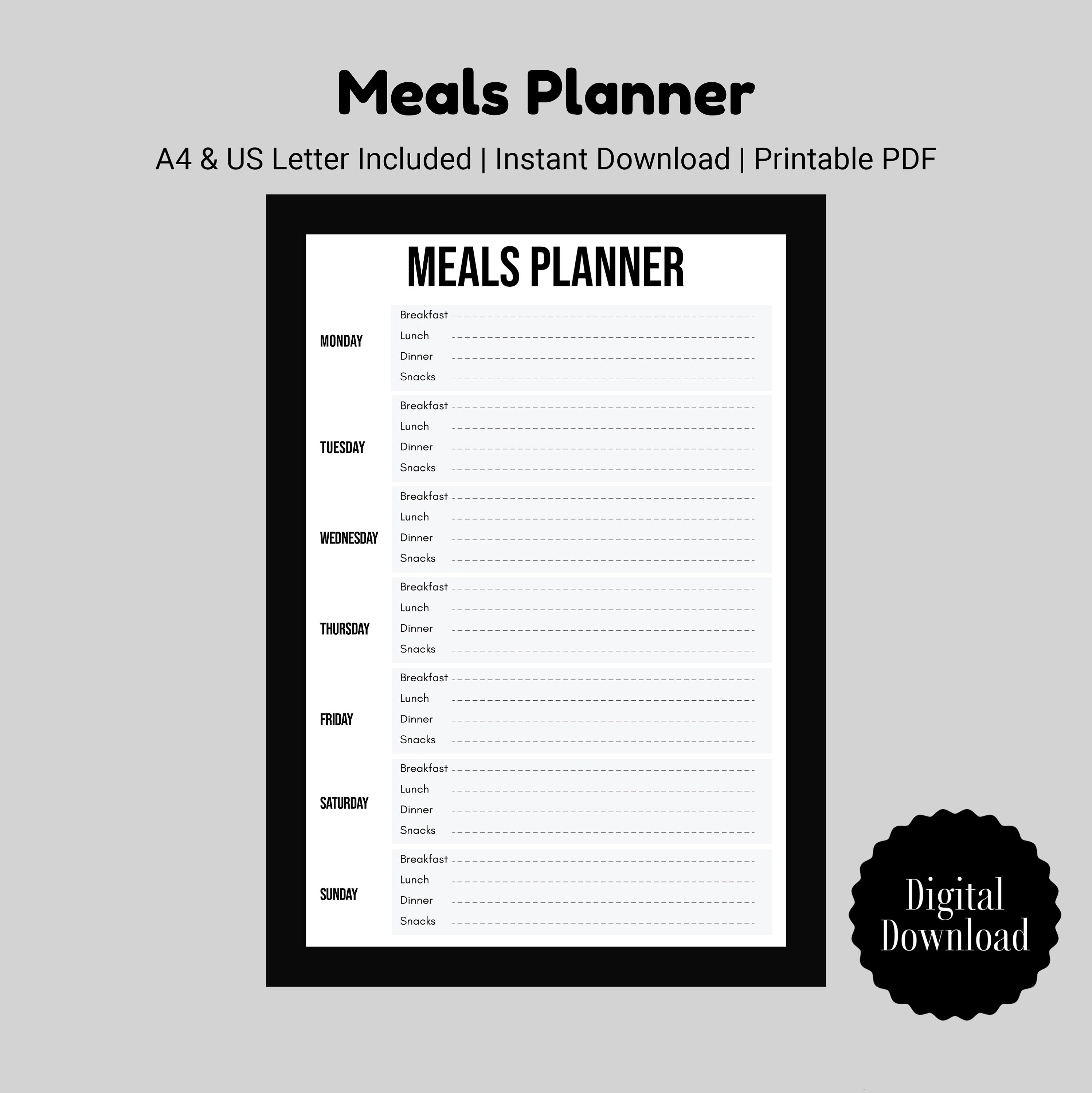 Weekly Meal Planner Printable, Weekly Menu Planner, Health Planner ...
