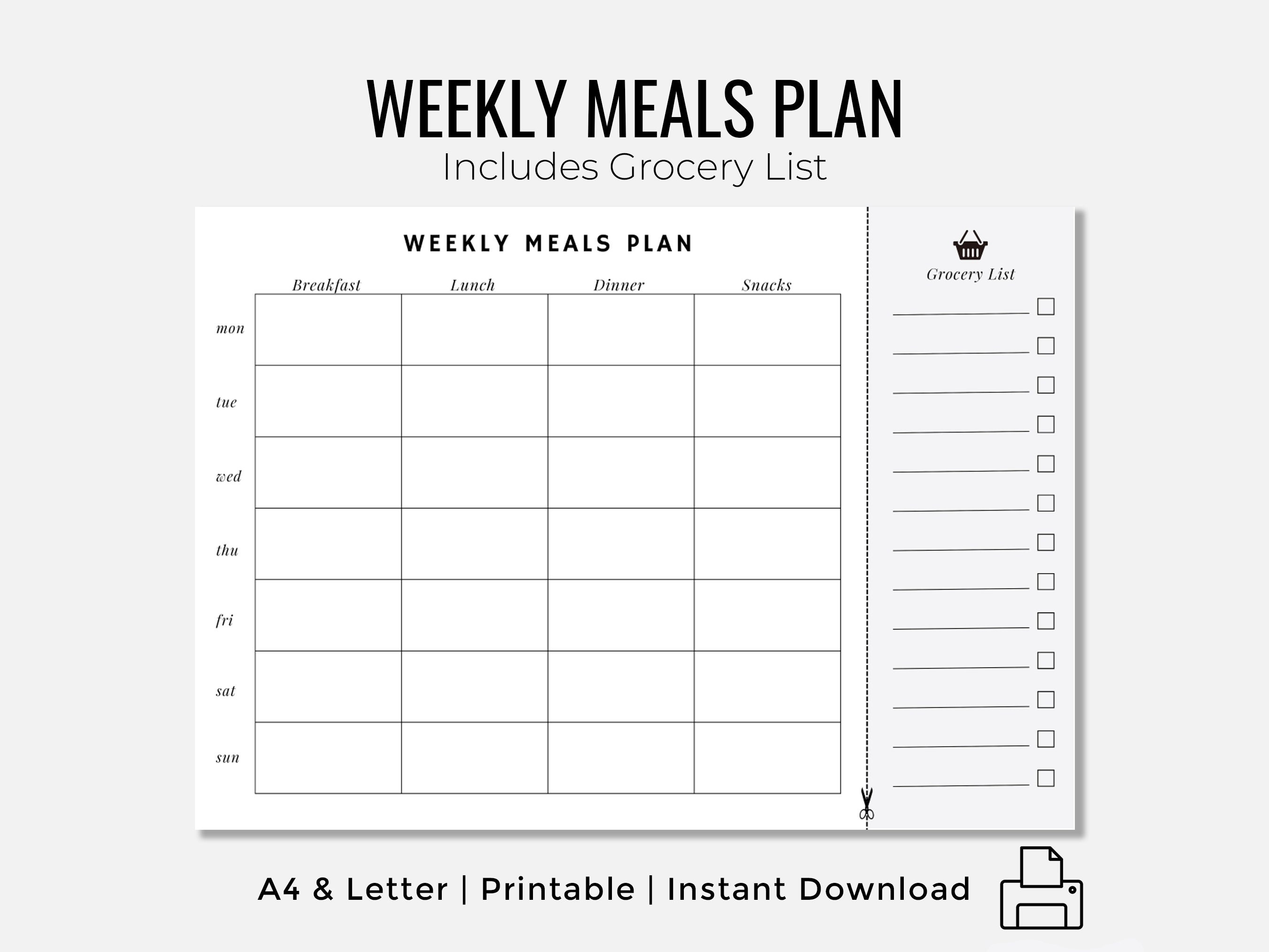 Printable Weekly Meals Planner, Weekly Menu Planner, Health Planner ...