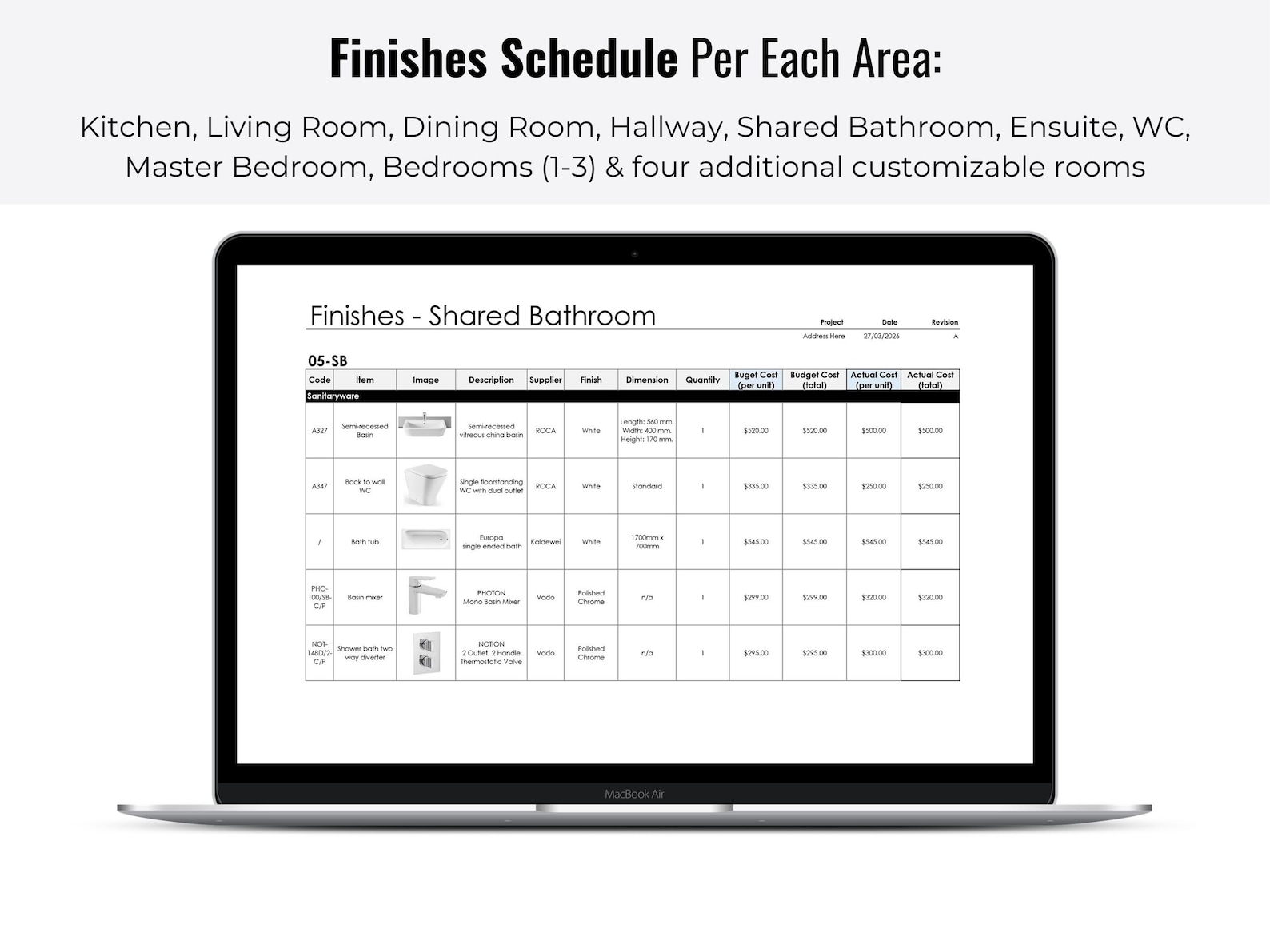 Interior Design Project Pack | All-in-one Template: Finishes ...