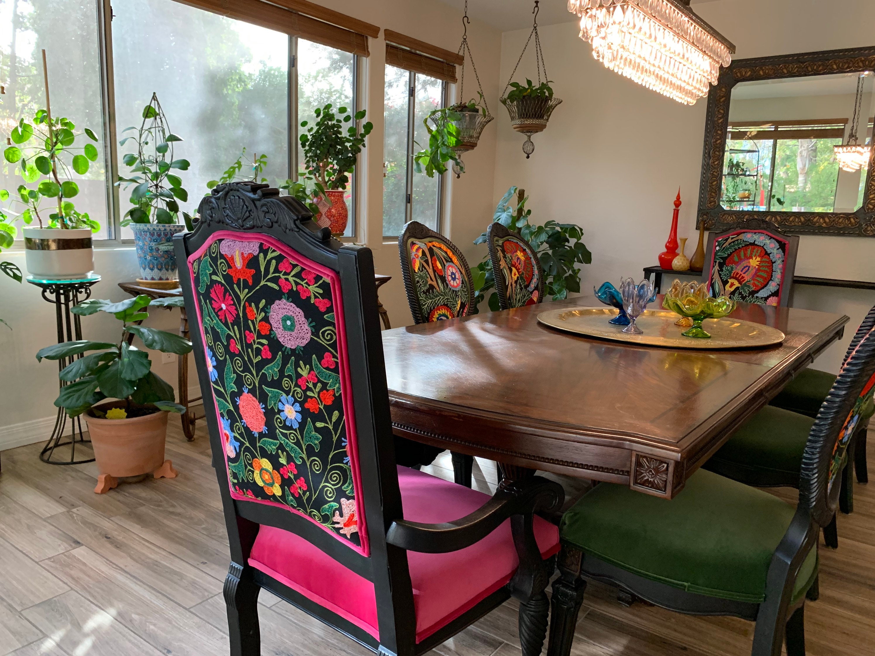 Colorful Boho Eclectic 8 Dining Chair Set | Etsy