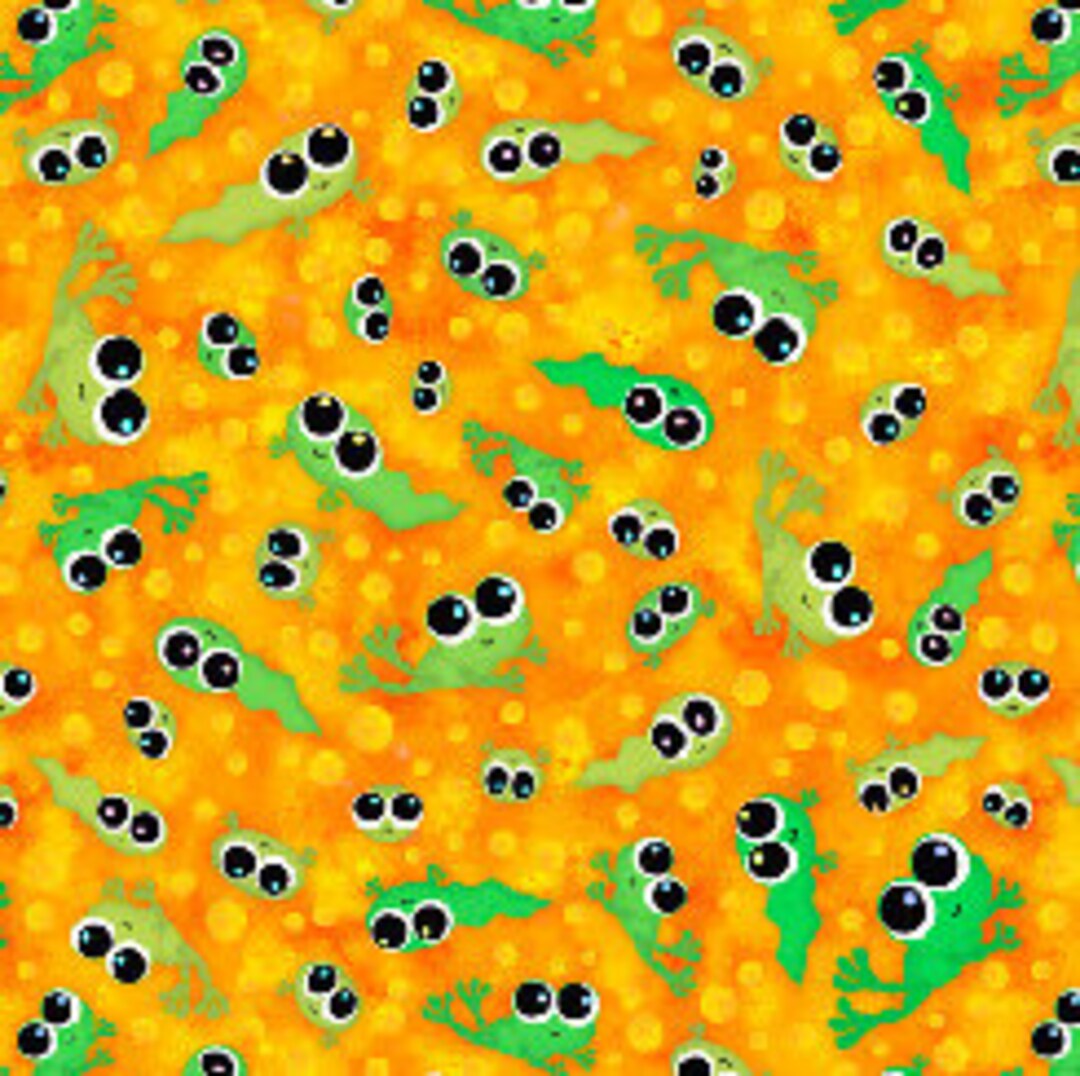 Tadpoles on Yellow/orange Fabric From QT Fabrics Sold by the Half Yard ...