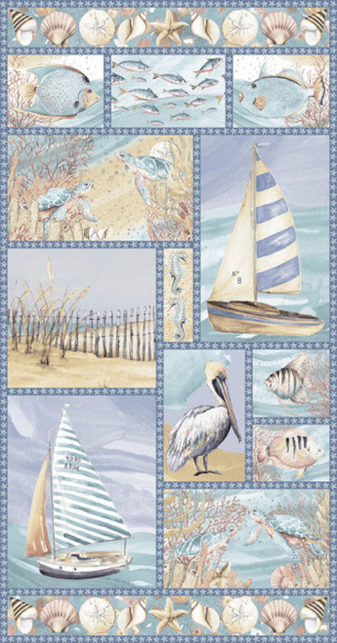 Ocean Oasis Fabric Panel ocean Oasis Collection From Blank Quilting ...