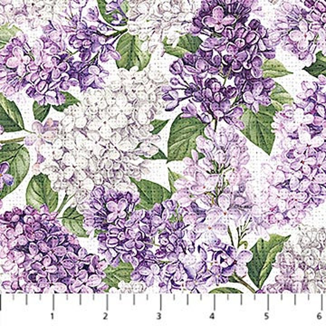 Lilacs on White Fabric by Northcott lilac Garden Collection Sold as an ...