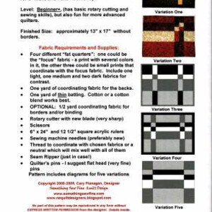 Take Four Fat Quarter Friendly Placemat Set PATTERN/TEMPLATE - Etsy