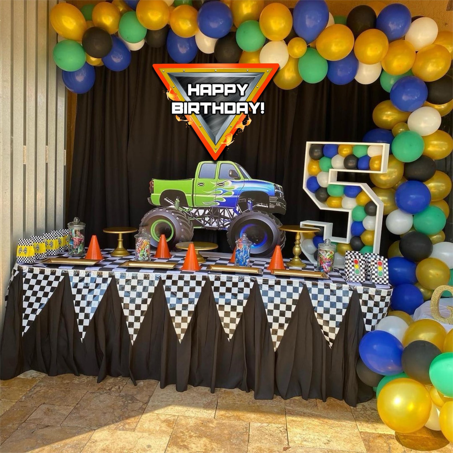 Happy Birthday Monster Truck Sign ,happy Birthday PNG File -triangle ...
