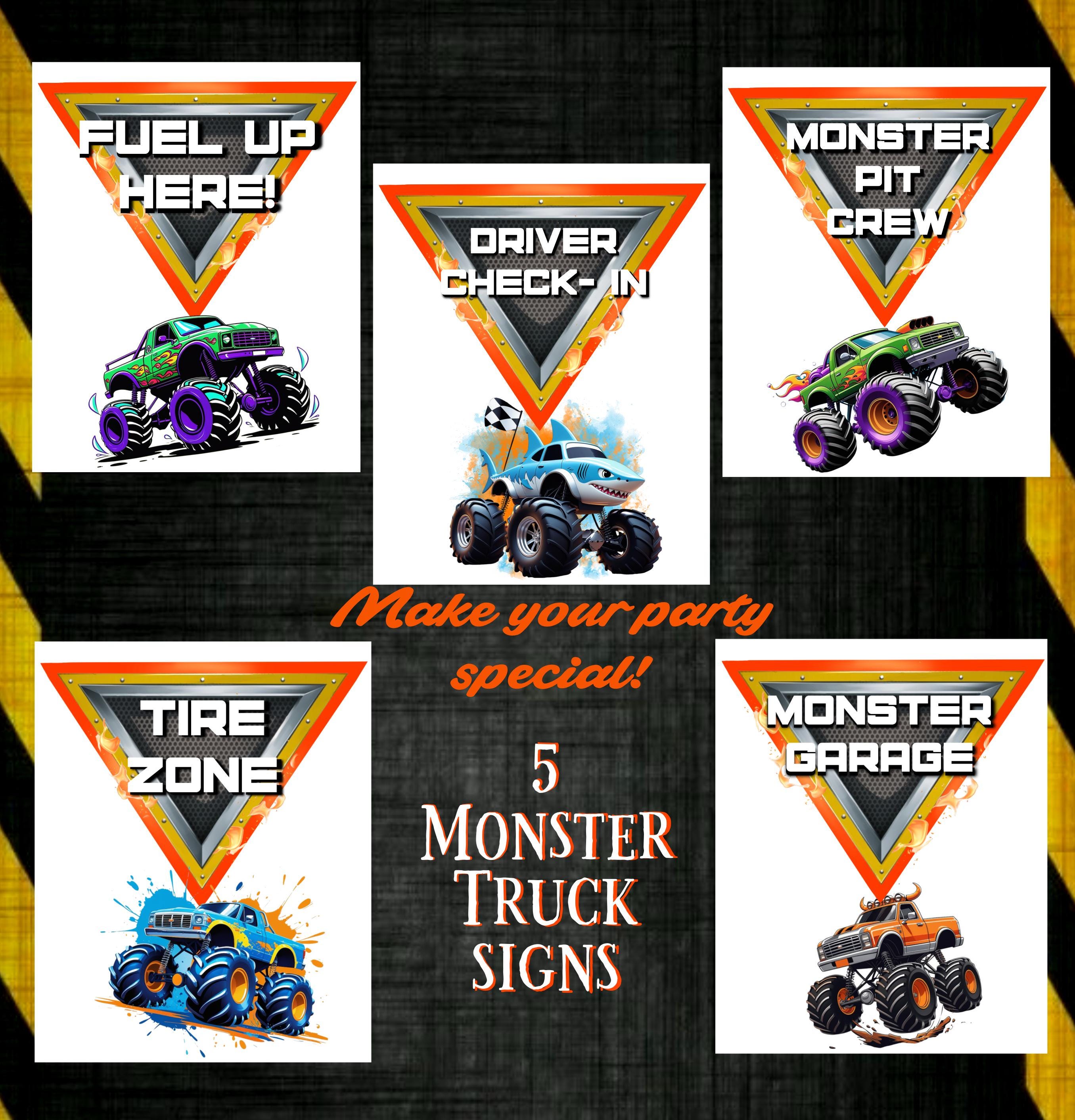 Monster Truck Party Signs Printable - Monster Jam Decor, Boys Birthday ...