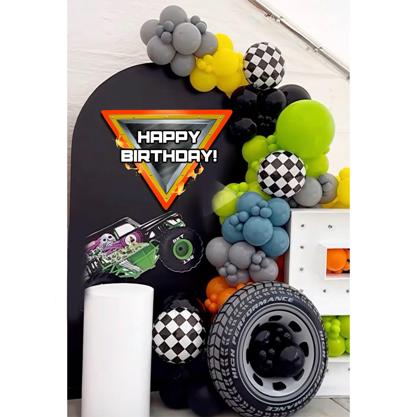 Happy Birthday Monster Truck Sign ,happy Birthday PNG File -triangle ...