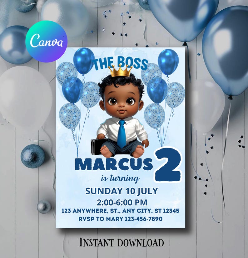 Editable Boss Baby Birthday Invitation, Baby Boss Invite, Custom Kids ...