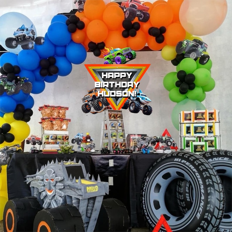 2 Editable Monster Truck Logos With Custom Text,canva Template ...