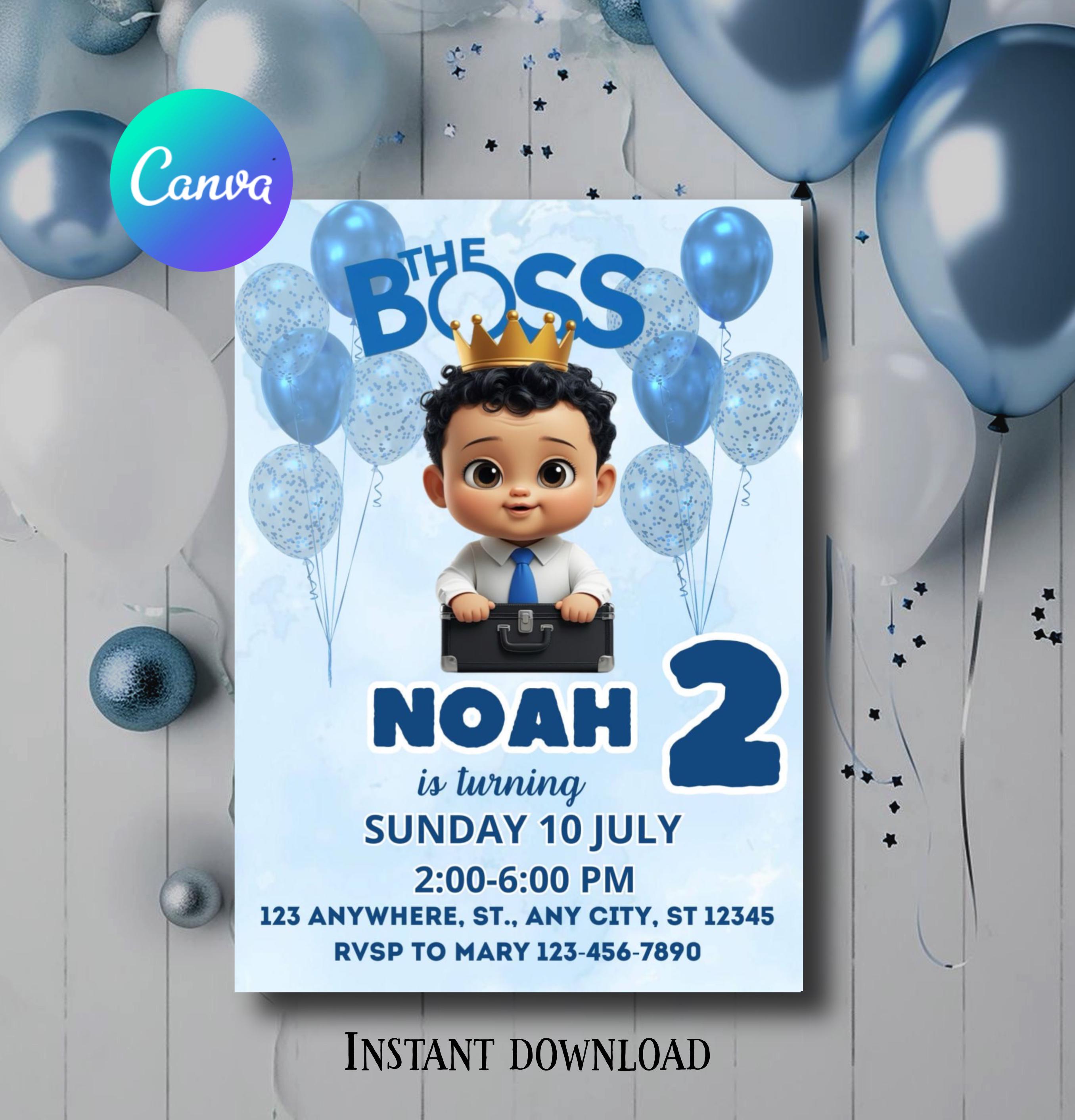 Editable Boss Baby Birthday Invitation, Baby Boss Invite, Custom Kids ...