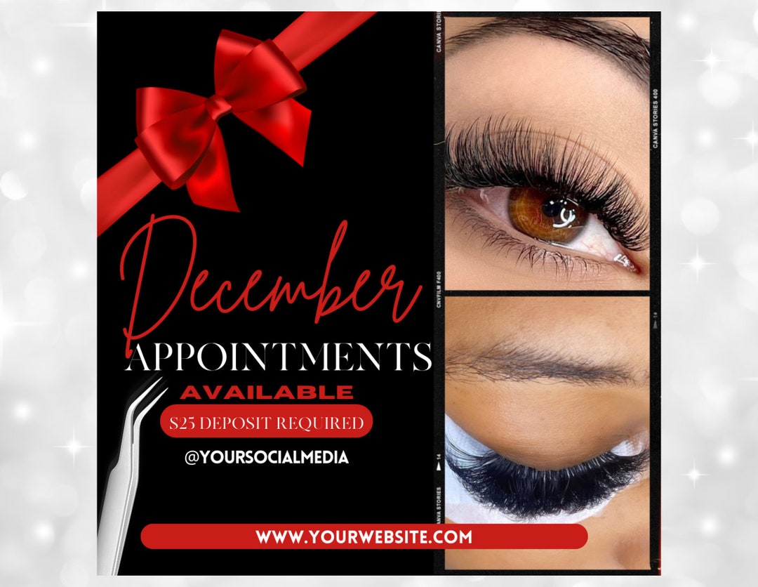Appointments Available Flyer, Lash Flyer, December Books Open ...