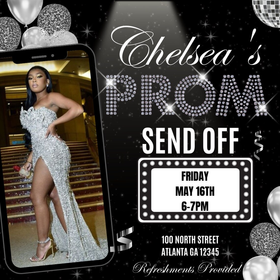 Prom Invitation, Prom Invite, Prom Send Off, Prom Flyer, Party Invite ...