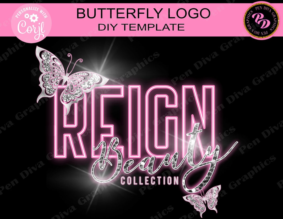 DIY Butterfly Logo, DIY Beauty Logo, Glam Logo, Beauty Logo Design, Diy ...