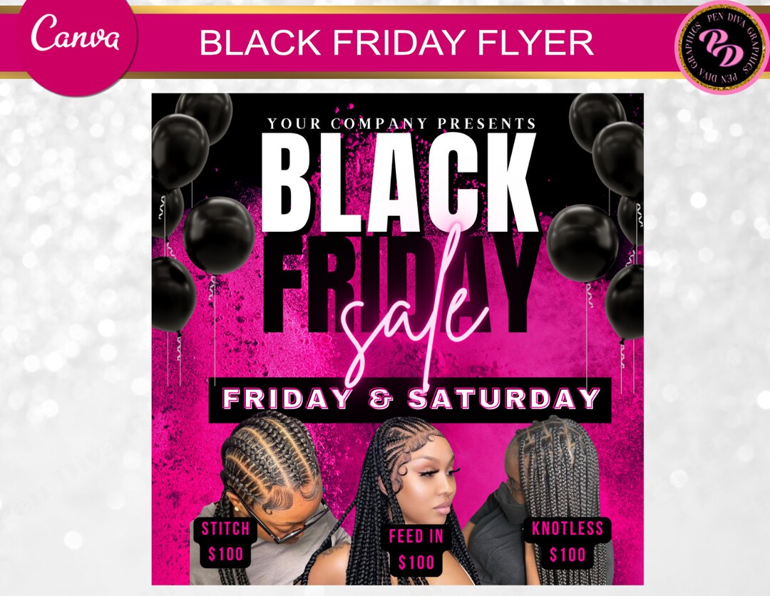 Black Friday Template, Black Friday Flyer, Black Friday Hair Sale ...