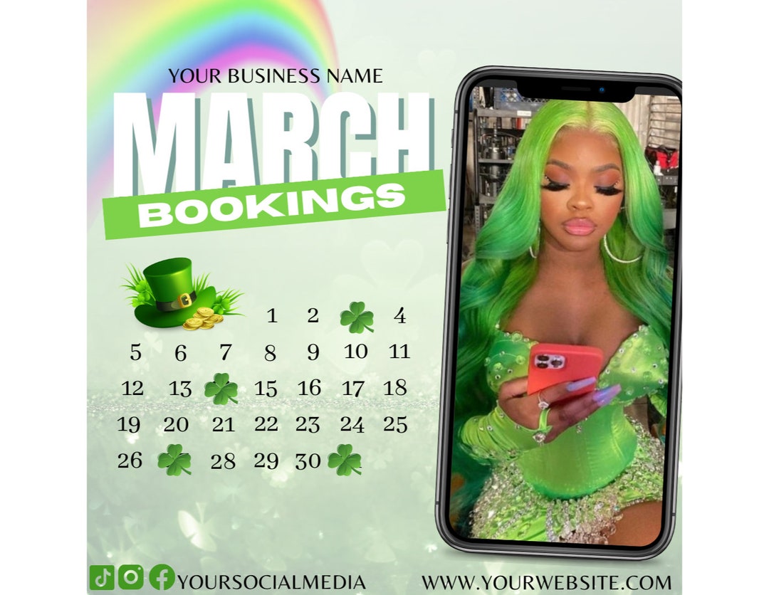 St Patricks Day Flyer, March Booking Flyer, St Patricks's Day Hair ...