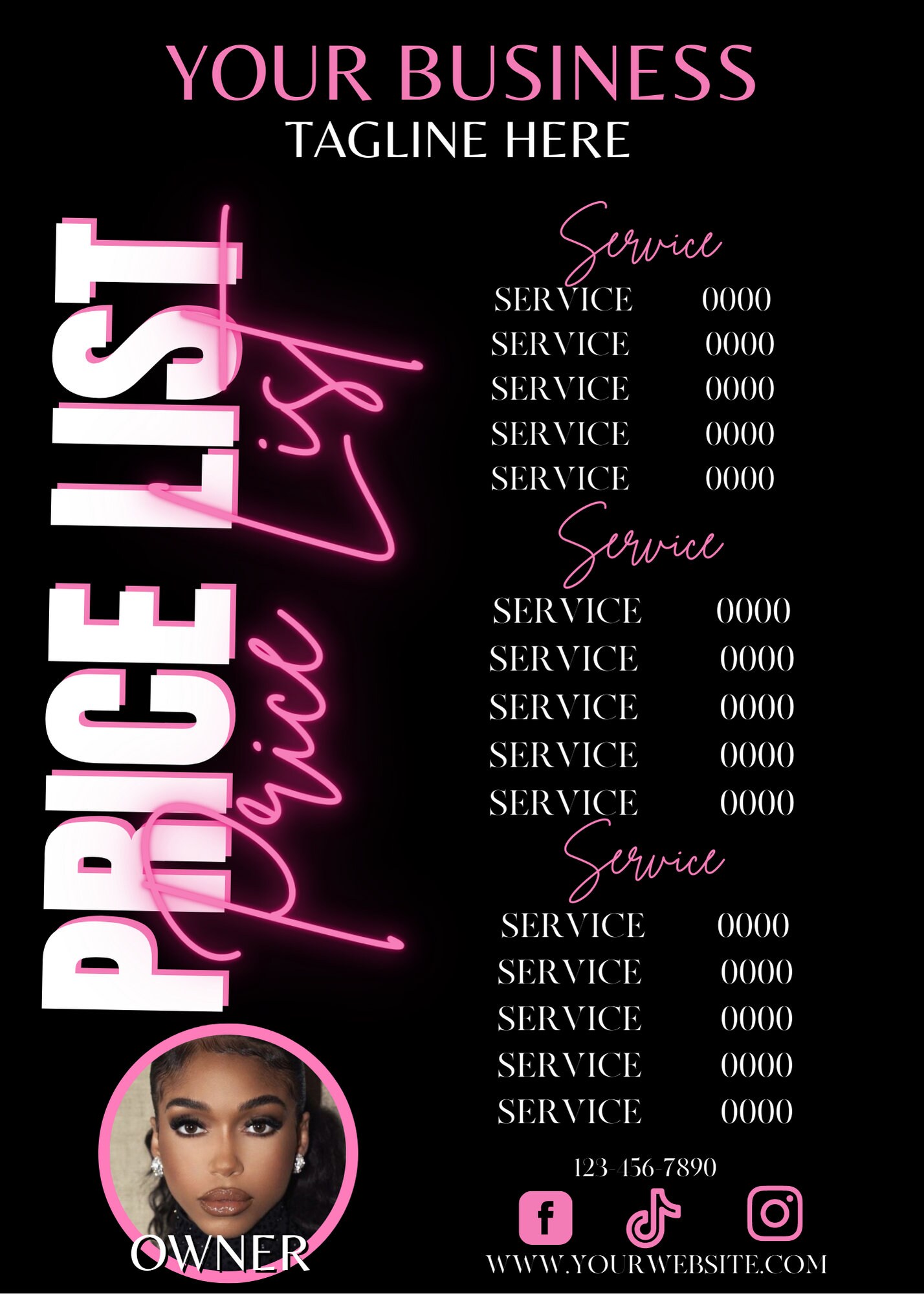 Price List Template Price List Flyer Price List Hair Price - Etsy UK