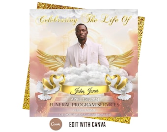 Memorial Funeral Announcement Flyer, Funeral Announcement Template, Funeral Invite Invitation ...