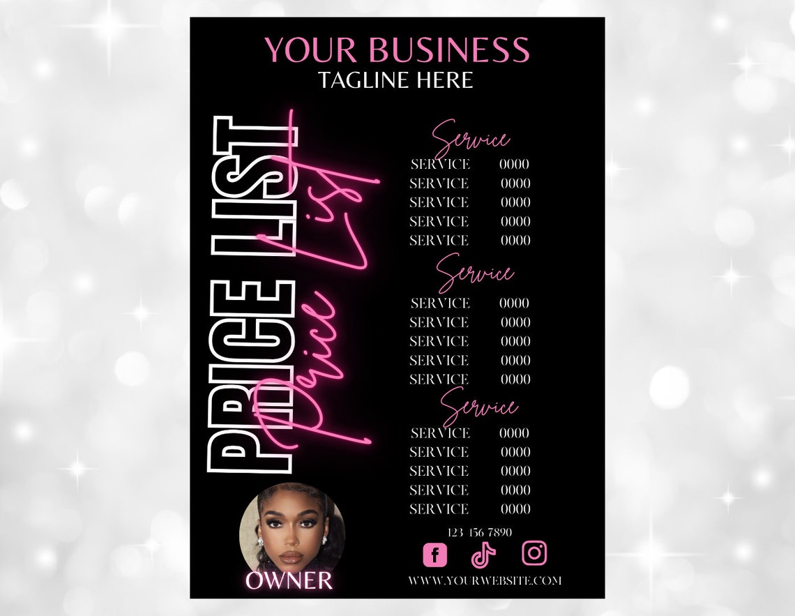 Price List Template, Price List Flyer, Price List, Hair Price List, Wig ...