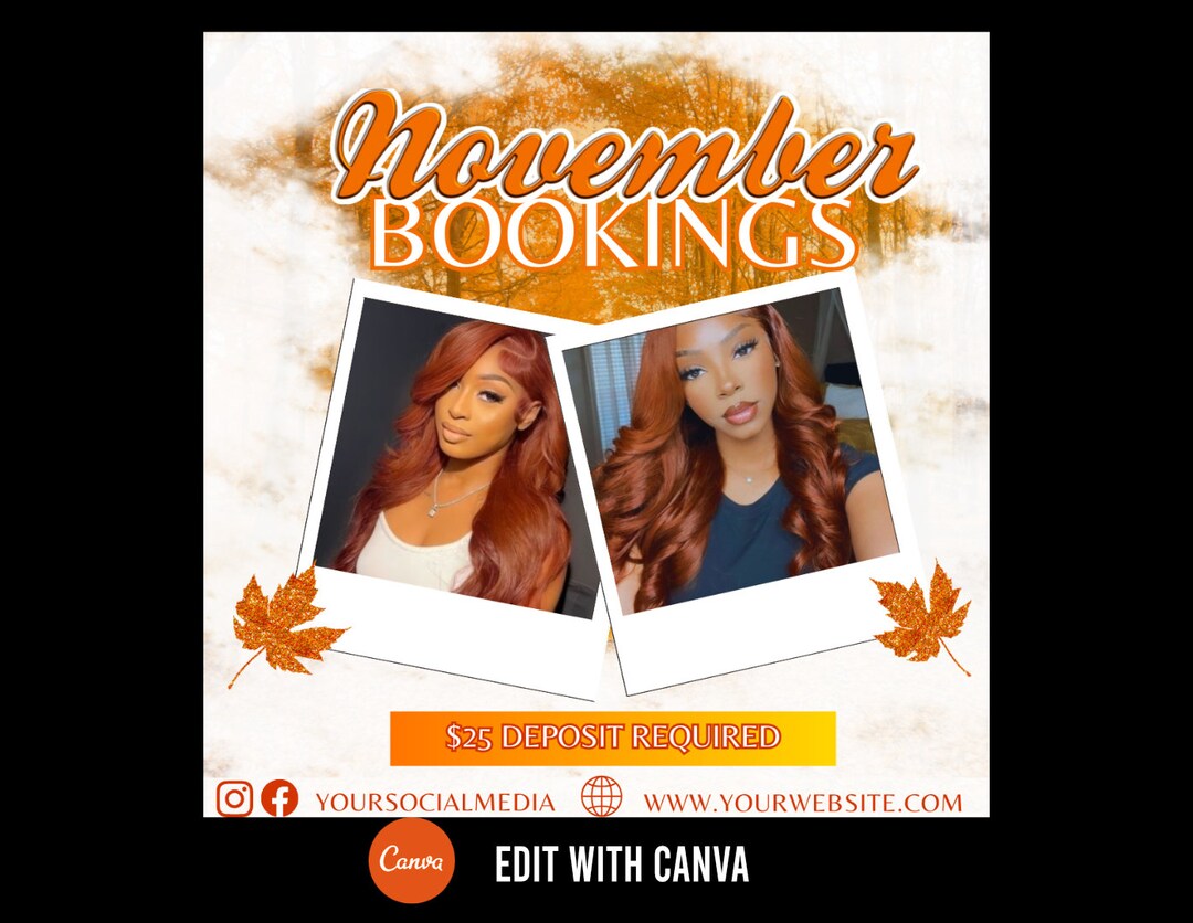 November Booking Flyer, November Books Open, Appointments Available ...