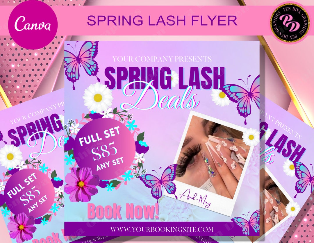 Spring Lash Flyer, May Lash Flyer, May Booking Flyer, May Books Open ...