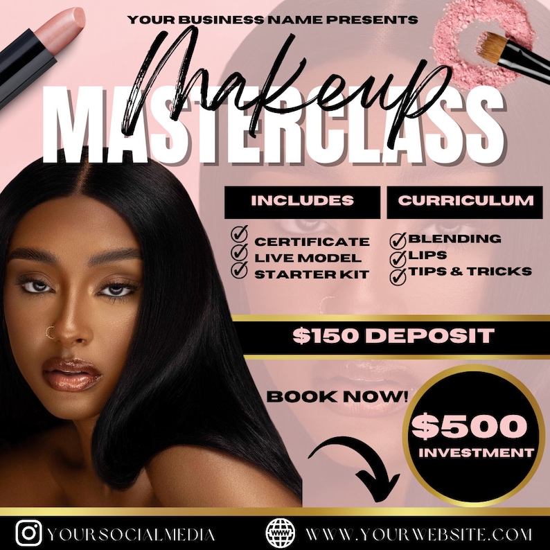 DIY Make up Course Flyer Make up Flyer Makeup Template - Etsy