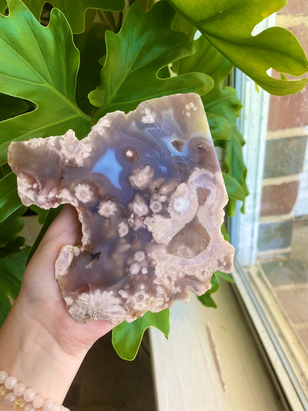 Rare Colored Flower Agate Slab Cherry Blossom Fruit Japanese Blue Pink ...