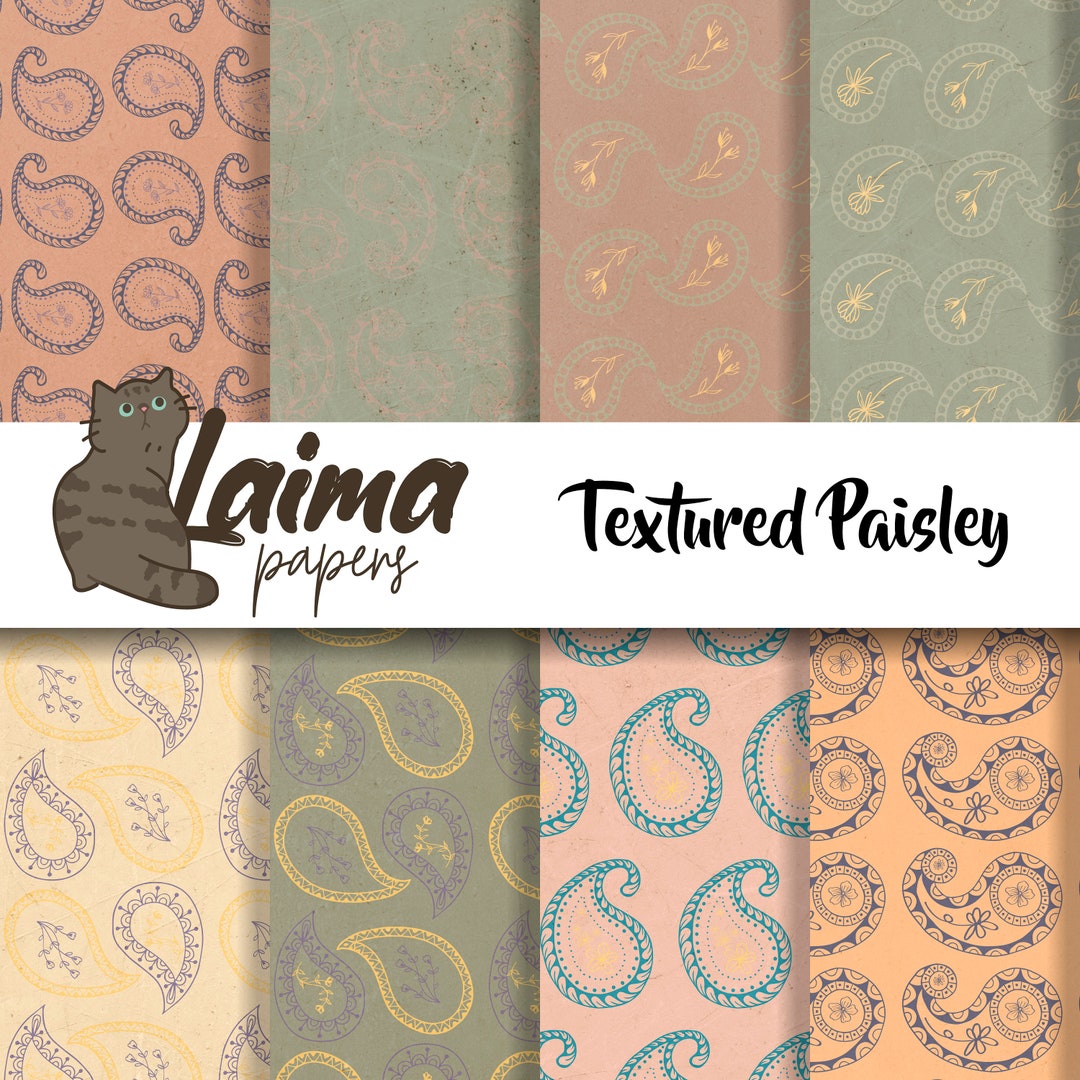 Textured Paisley Printable Craft Paper, 12x12 Scrapbooking Paper ...