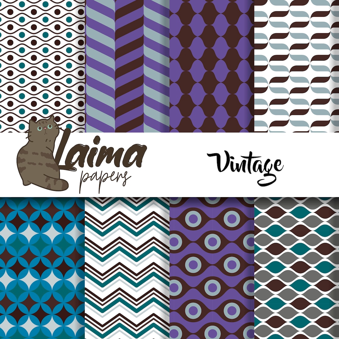 Retro Old School Scrapbooking Paper, 60s Digital Print, Floral ...