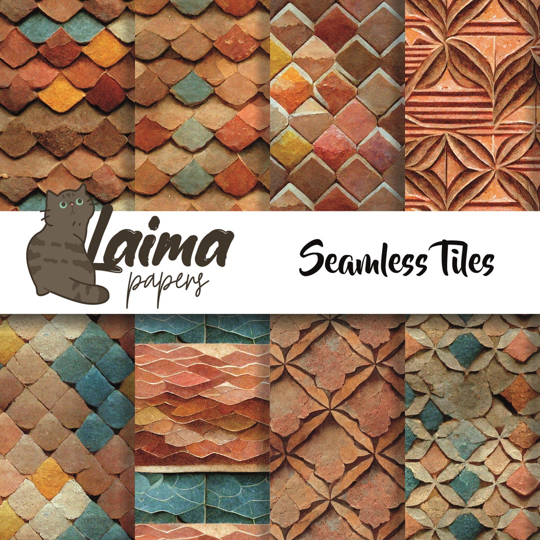 Mediterranean Tiles Scrapbooking Paper - Seamless Background - Etsy