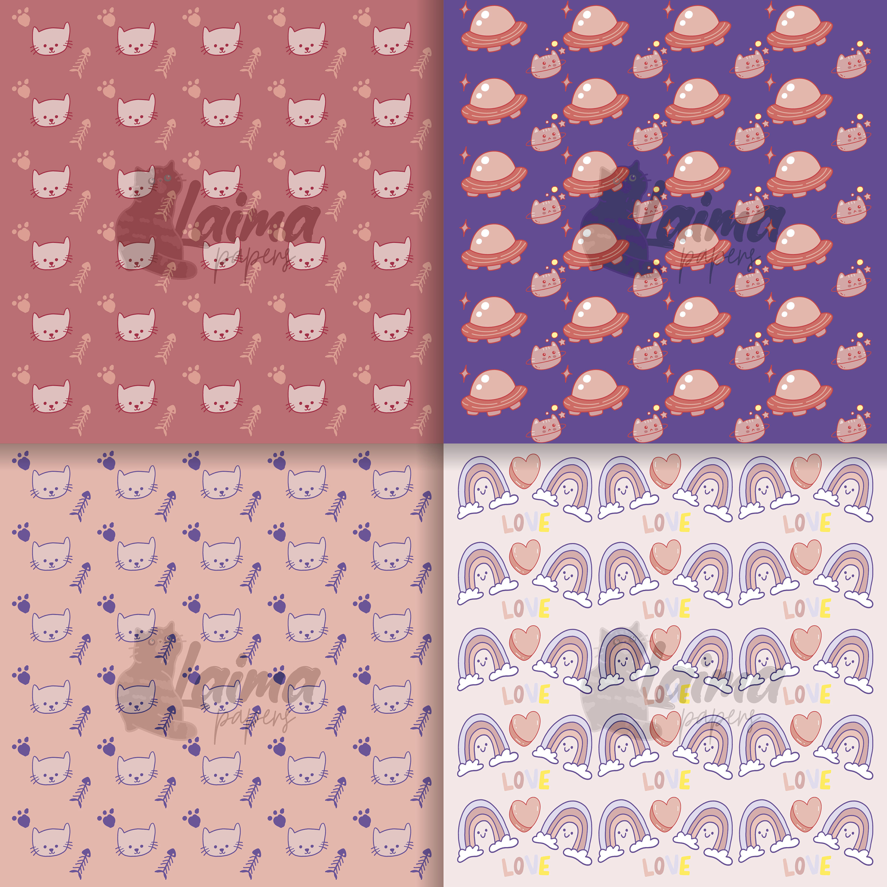 Kitty Verse Printable Digital Paper, Instant Download Scrapbook Paper ...