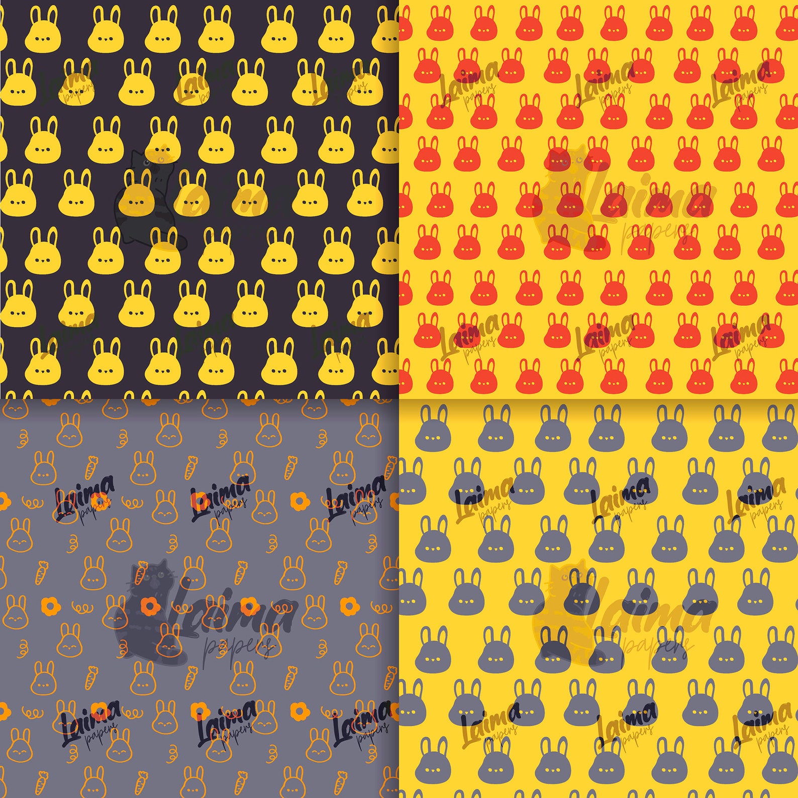 Rabbit Printable Digital Paper Instant Download Scrapbook - Etsy